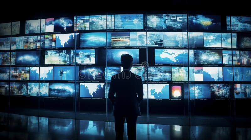 TV Screen Wall Illustration with Audience Digital Art Gallery. AI ...