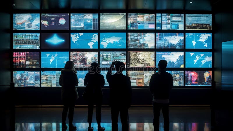 TV Screen Wall Illustration with Audience Digital Art Gallery. AI ...