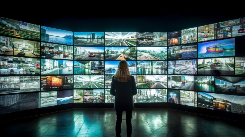 TV Screen Wall Illustration with Audience Digital Art Gallery. AI ...