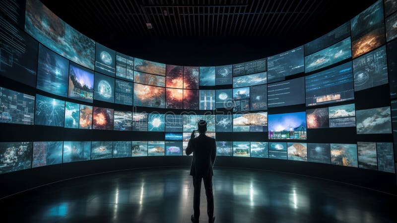 TV Screen Wall Illustration with Audience Digital Art Gallery. AI ...