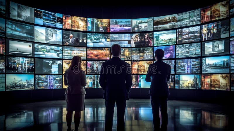 TV Screen Wall Illustration with Audience Digital Art Gallery. AI ...
