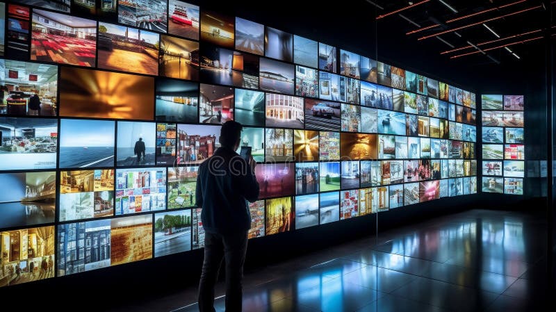 TV Screen Wall Illustration with Audience Digital Art Gallery. AI ...