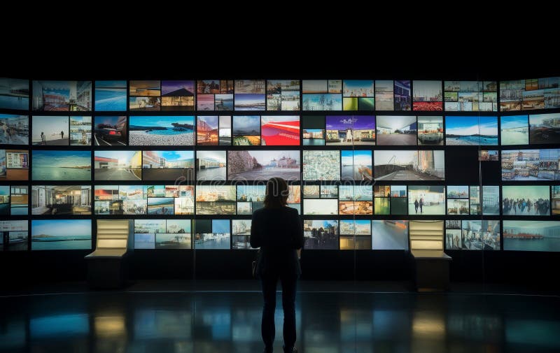 TV Screen Wall Illustration with Audience Digital Art Gallery. AI ...