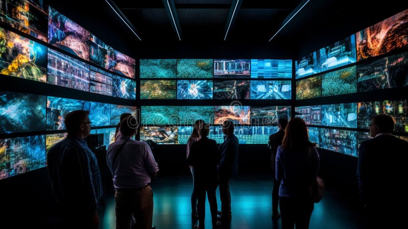 TV Screen Wall Illustration with Audience Digital Art Gallery. AI ...