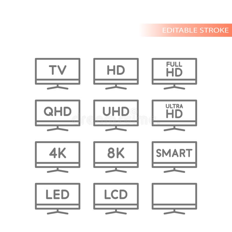 Tv Set or Box, Full Hd, Smart and 4k Stock Vector - Illustration of ...