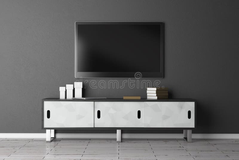 TV set with empty screen stock illustration. Illustration of indoors ...