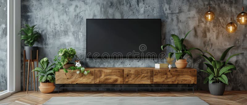 TV Set on a Textured Light Gray Wall Stock Image - Image of design ...