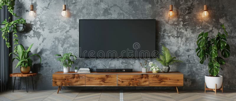 TV Set on a Textured Light Gray Wall Stock Illustration - Illustration ...