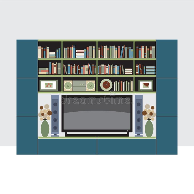 TV Shelf Decorated. stock vector. Illustration of decorated - 60470344