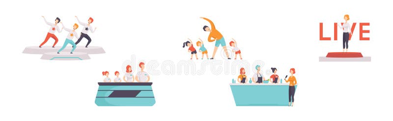 Tv Show with People Character Participate in Program Vector Set Stock ...