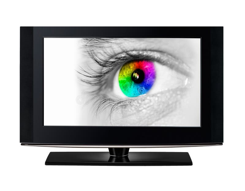 TV showing a color eye. stock image. Image of definition - 30346495