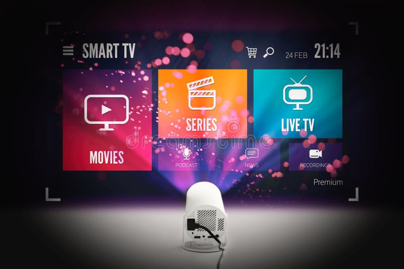 TV Streaming App Service on Projection Screen Stock Image - Image of ...