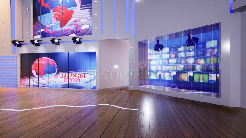 TV studio 3d rendering stock illustration. Illustration of show - 200741494