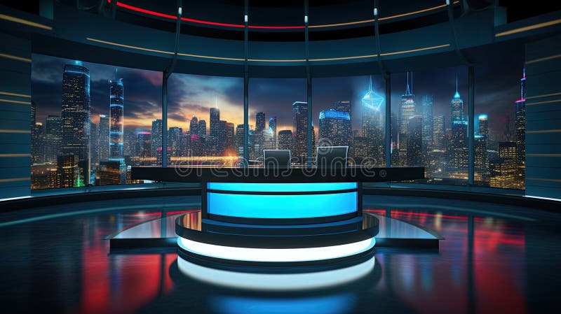 Tv Studio Interior for News Broadcasting. Empty Space for Placement ...