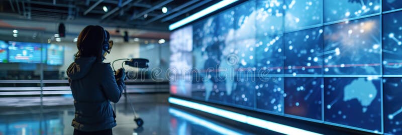 TV Studio with Large Monitors, Backdrops and Interior from a TV Studio ...