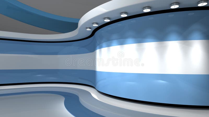 TV Studio. Light Blue Background. Loop Animation. 3D Stock Video ...