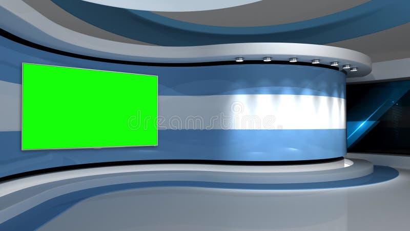 TV Studio. Light Blue Background. Loop Animation. 3D Stock Footage ...