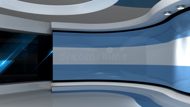 TV Studio. Light Blue Background. Loop Animation. 3D Stock Video ...