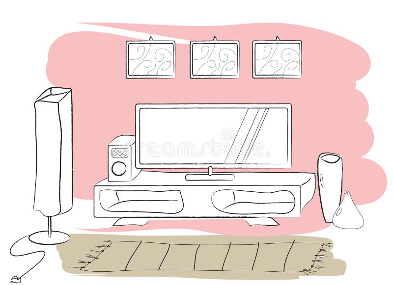 Sketch of Modern Interior Table and Chairs. Vector Stock Vector ...