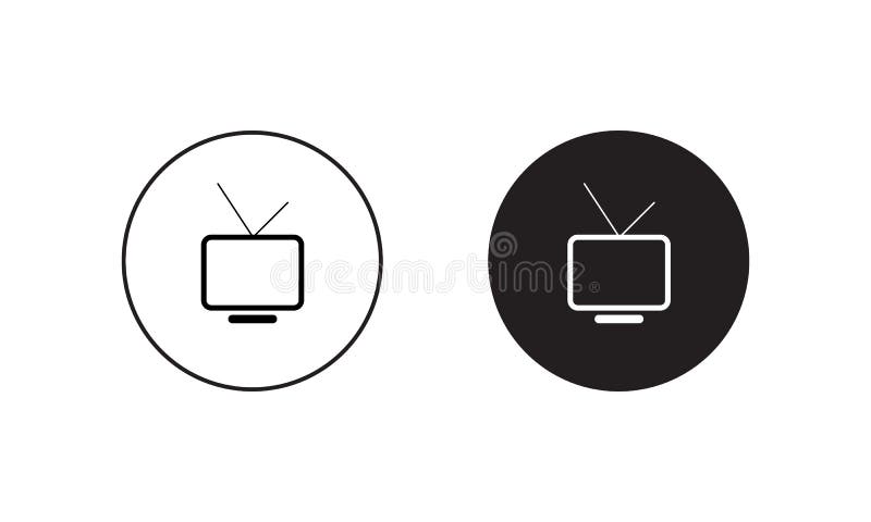 TV, Television Icon Vector in Circle Shape Stock Vector - Illustration ...