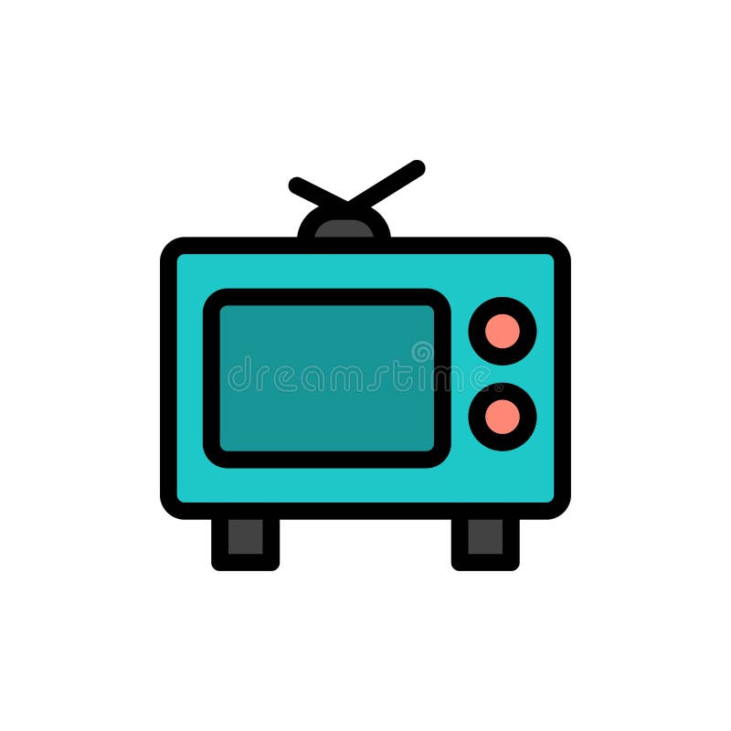 TV, Television, Media Flat Color Icon. Vector Icon Banner Template ...