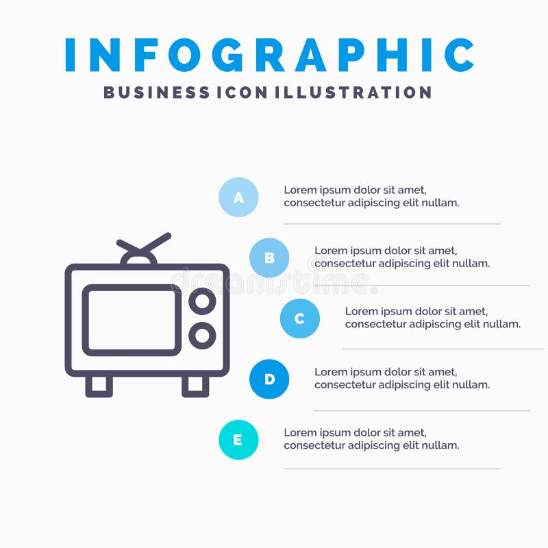 TV, Television, Media Line Icon with 5 Steps Presentation Infographics ...