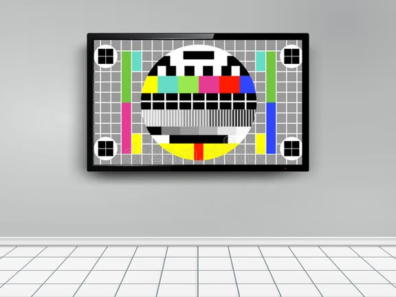 TV with Test Pattern Screen on Wall Stock Vector - Illustration of ...