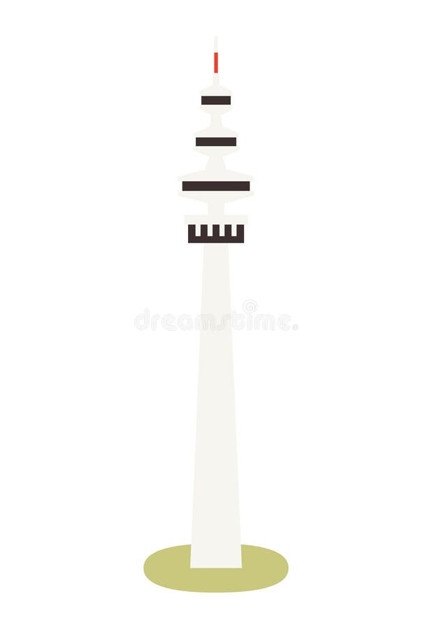 TV Tower Building Isolated on White Background Stock Vector ...