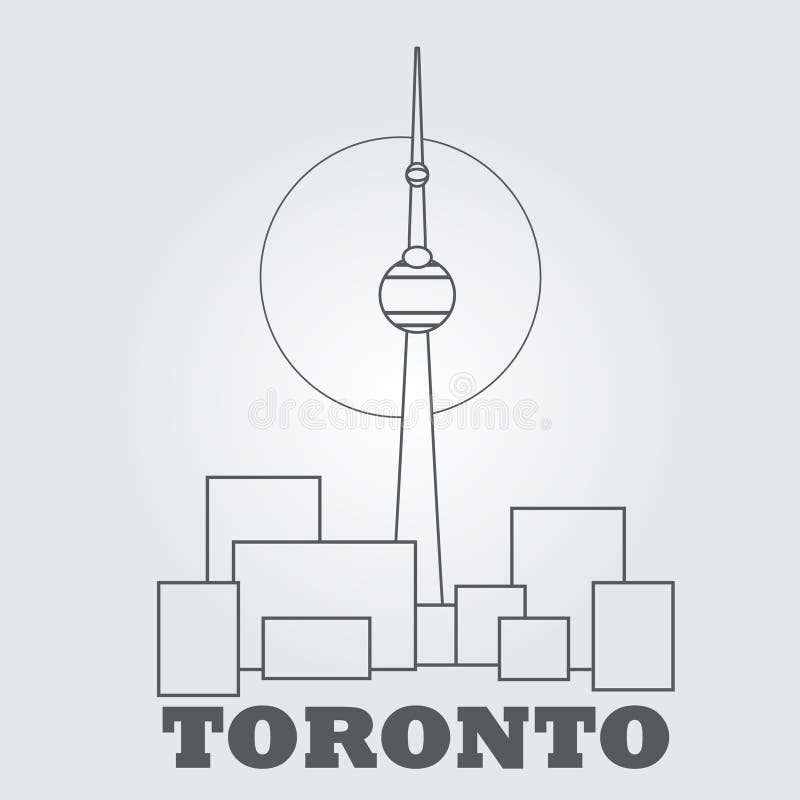 TV Tower CN Tower in Toronto Outline Drawing Editorial Photography ...