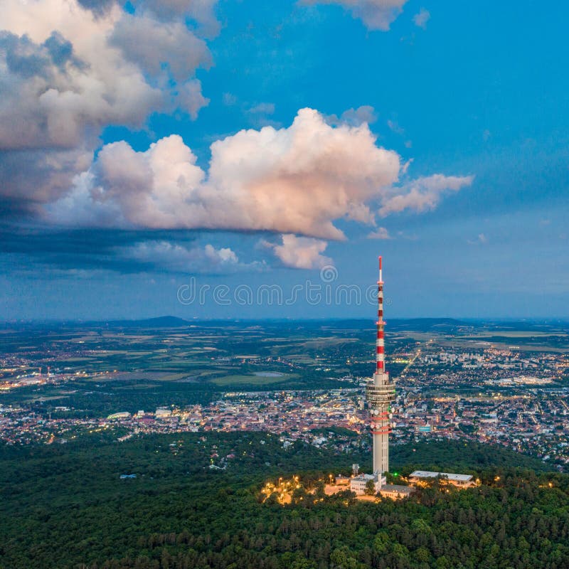 TV tower in Pecs Hungary stock photo. Image of mecsek - 193308938