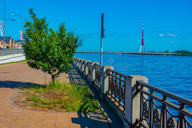 TV Tower in Riga Viewed from the Daugava Waterfront, Latvia Stock Photo ...