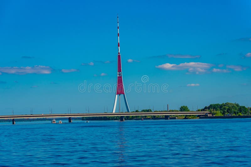 TV Tower in Riga Viewed from the Daugava Waterfront, Latvia Stock Photo ...