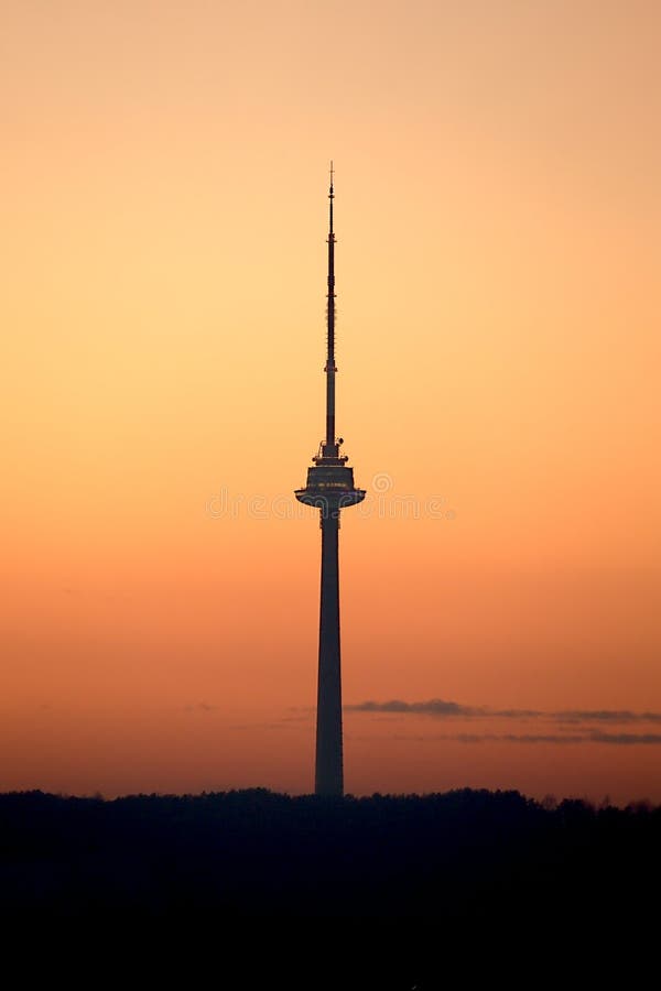 Tv tower silhouette stock photo. Image of tower, modern - 91125812