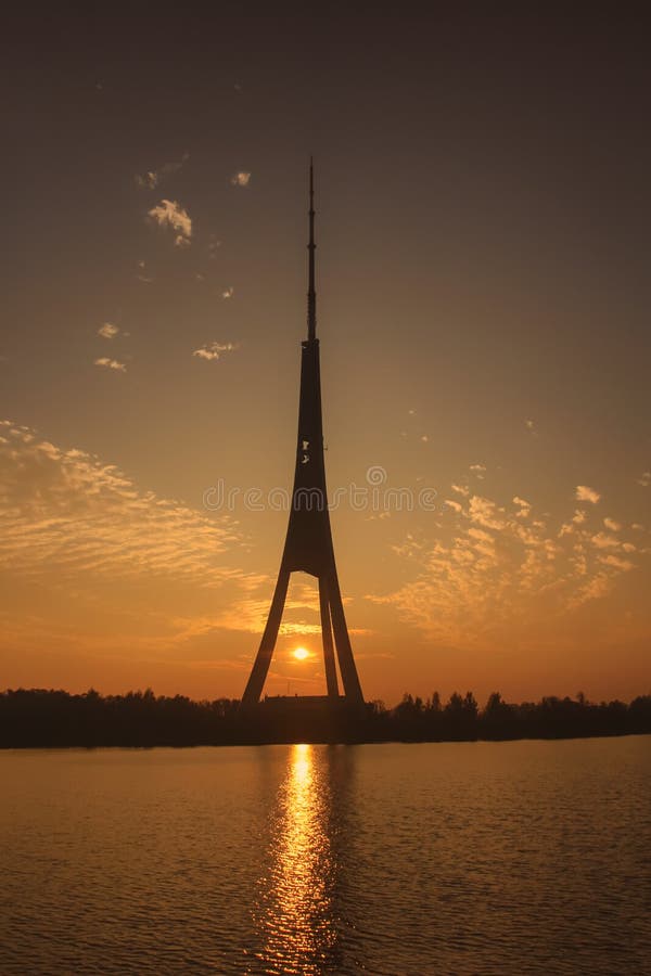 Tv-tower on sunset stock image. Image of autumn, sunset - 62061877