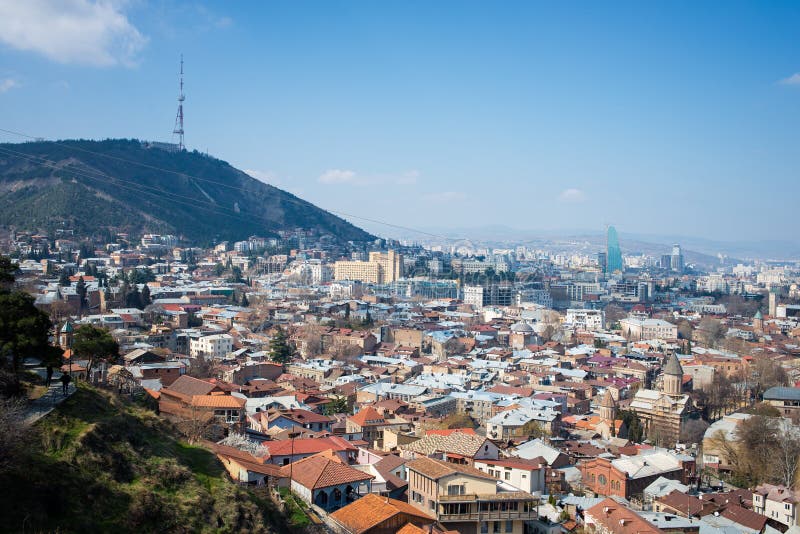 TV tower in Tbilisi stock image. Image of outdoors, mountains - 92963577