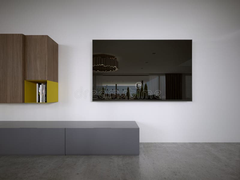 TV Unit in a Modern Style in Brown and Yellow Colors Stock Illustration ...