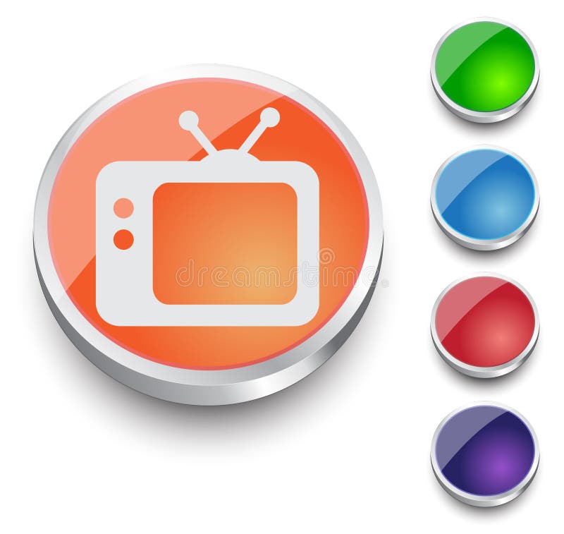 TV Vector Icon. Retro Tv Icon. Round Button Set Stock Vector ...