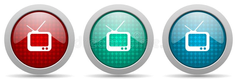 Tv Vector Icon Set, Glossy Web Buttons Collection Stock Vector ...