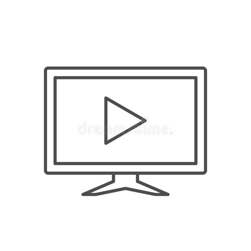 TV video line outline icon stock illustration. Illustration of media ...
