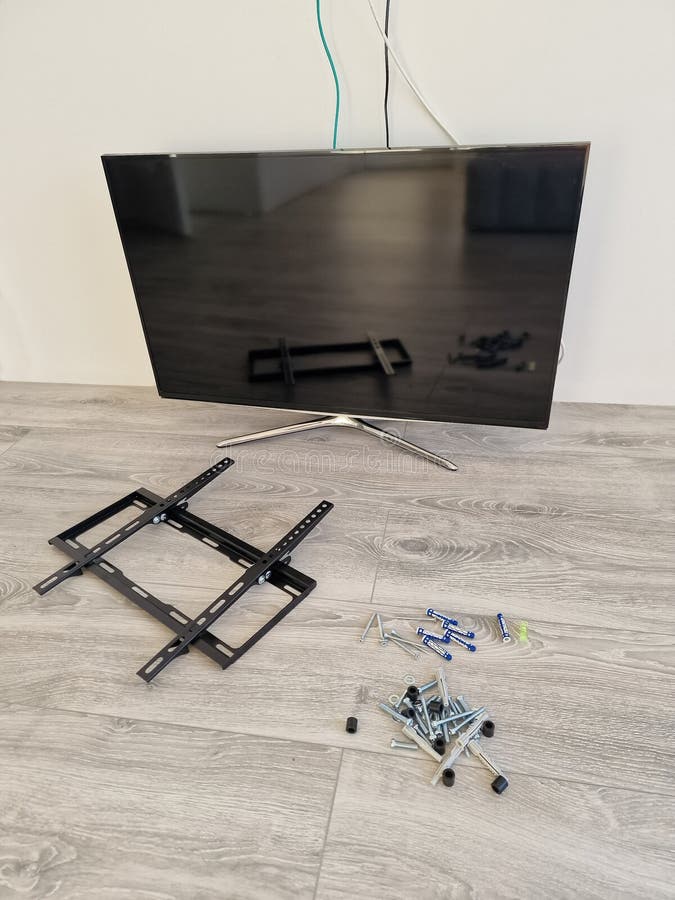 TV Wall Mount Bracket Mounting Process Stock Image - Image of metal ...