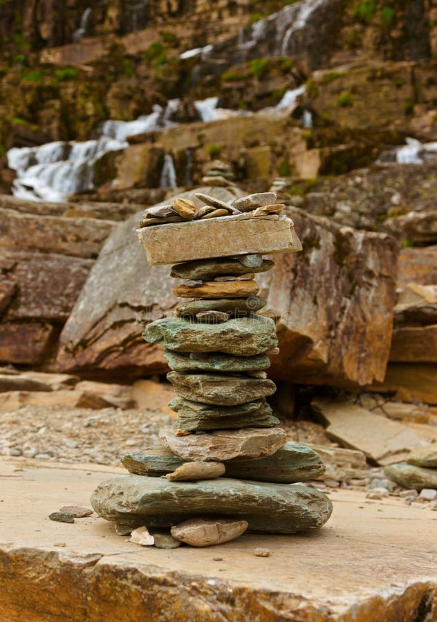 Tvinde Waterfall and Stones Stack - Norway Stock Image - Image of bends ...