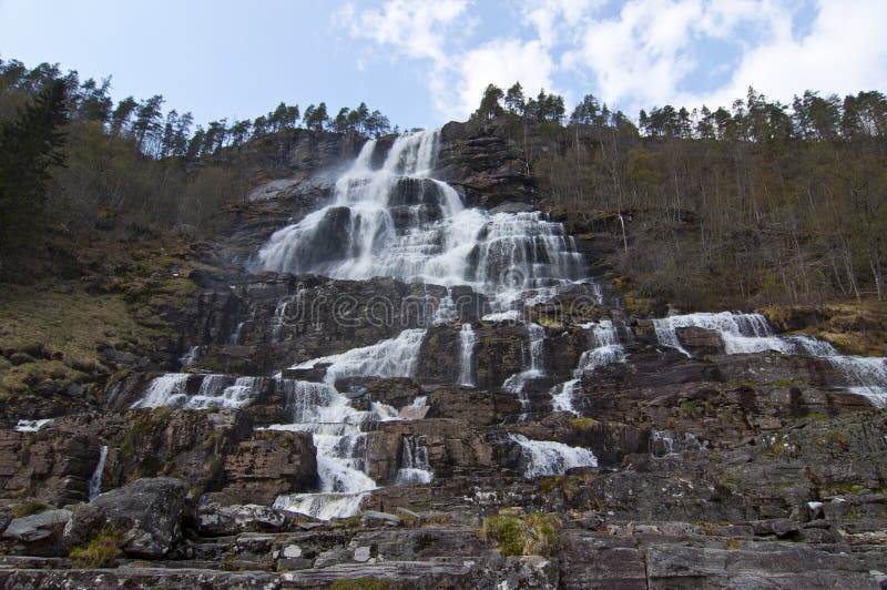 Tvindefossen, Norway. stock image. Image of europe, summer - 74098957