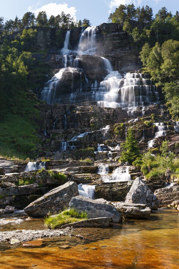 Tvindefossen Waterfall, Norway Stock Image - Image of fall, mountain ...