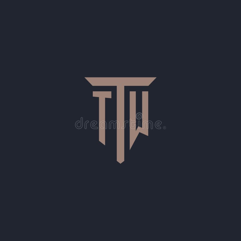 TW Initial Logo Monogram with Pillar Icon Design Stock Vector ...