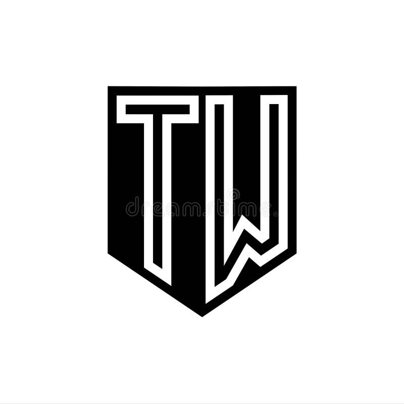 TW Logo Monogram Shield Geometric White Line Inside Black Shield Color ...