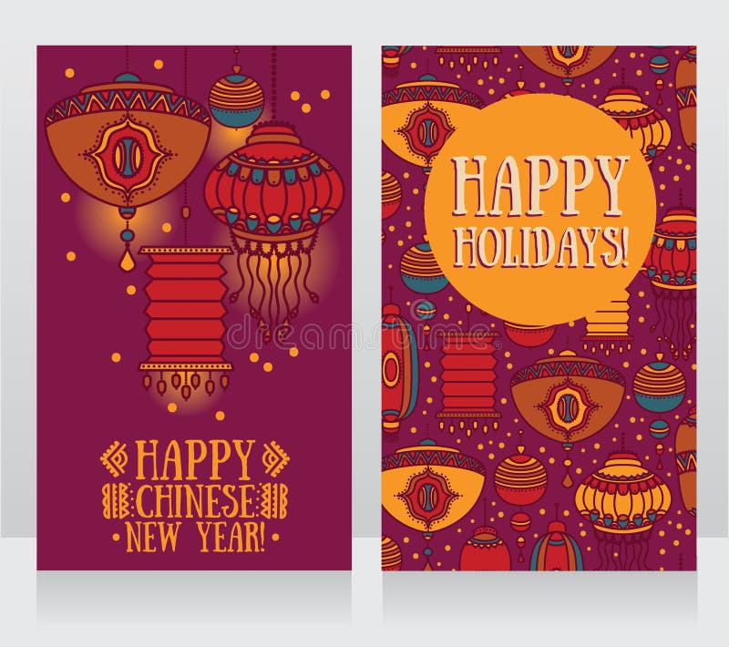 Twee Banners Voor Chinees Nieuw Jaar Vector Illustratie - Illustration ...
