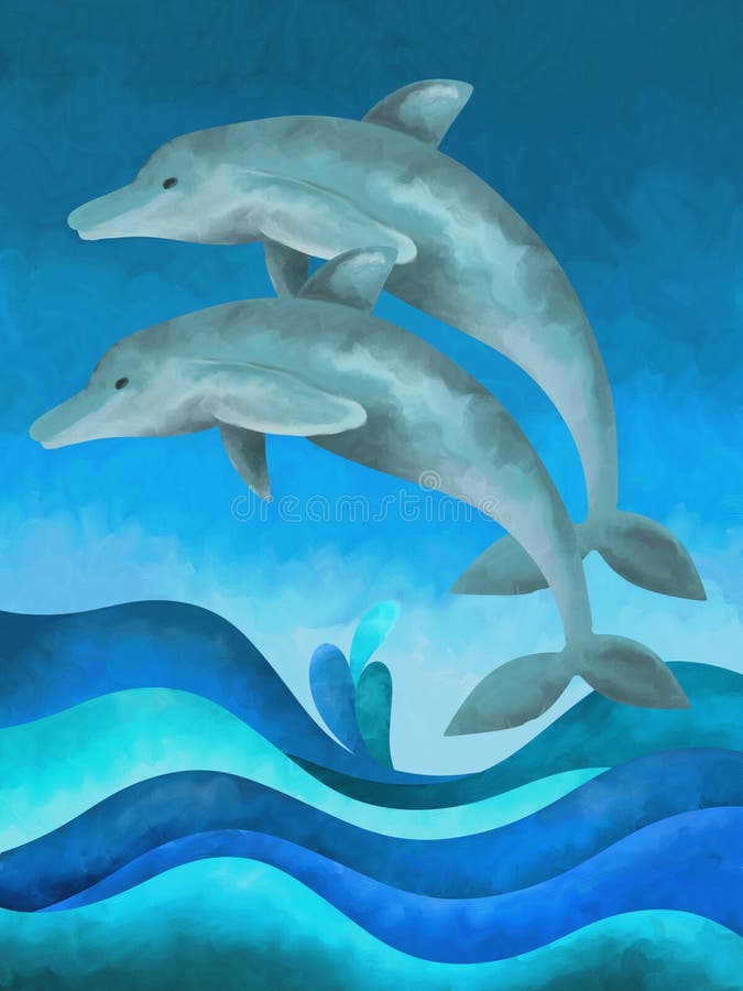 Twee blauwe dolfijnen stock illustratie. Illustration of twee - 26088663