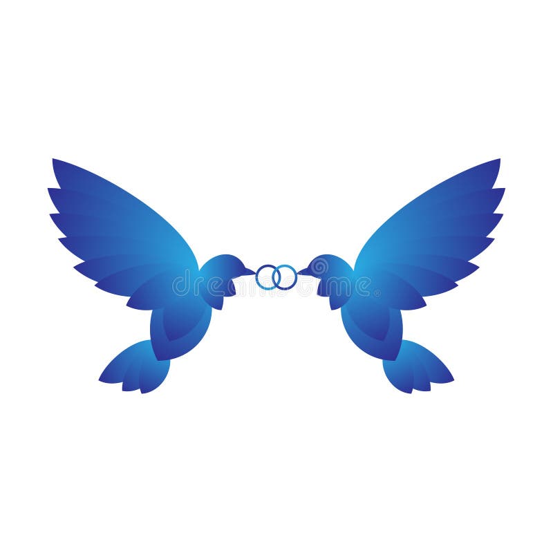 Twee Duiven met Ringen vector illustratie. Illustration of eeuwig ...