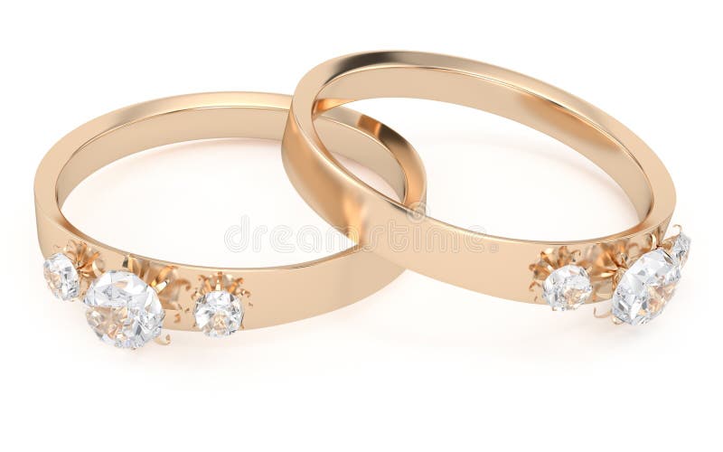 Twee Gouden Ringen Met Diamanten Stock Illustratie - Illustration of ...