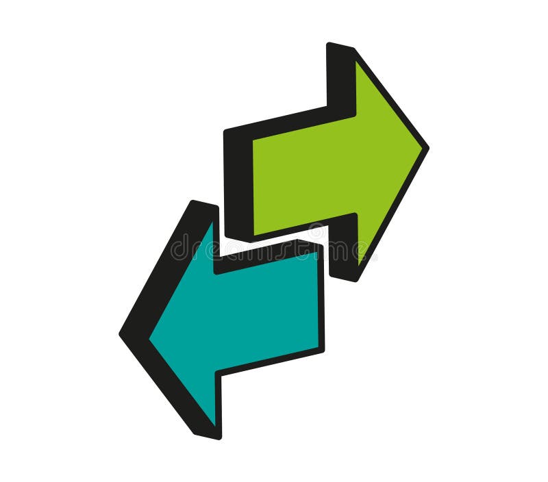 Twee Groene Pijlen Die in Tegengestelde Richting Wijzen Vector ...